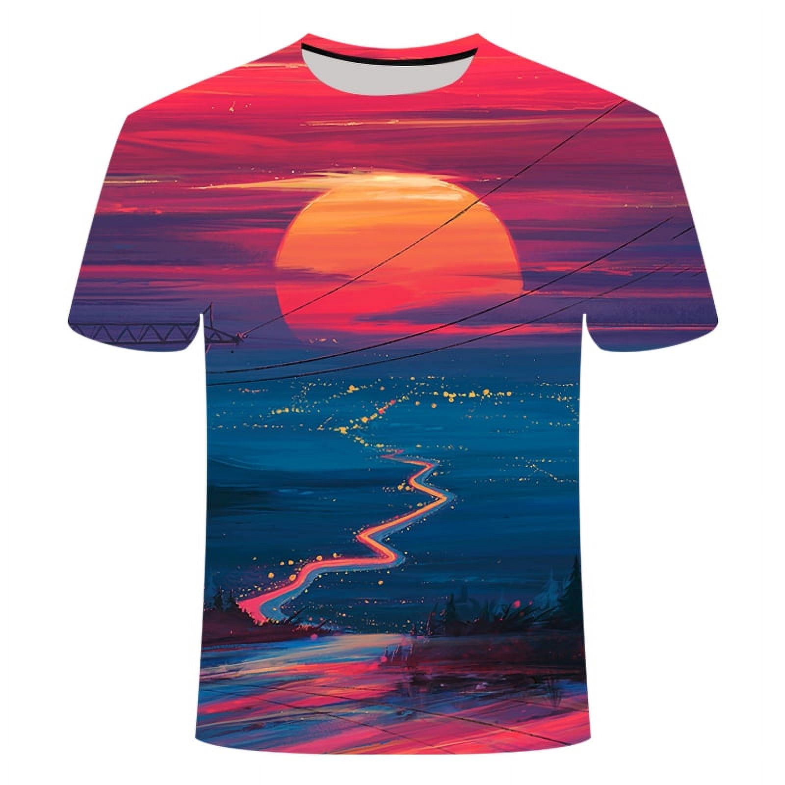 Summer Sunset Scenery graphic t shirts fashion men's t-shirts With ...