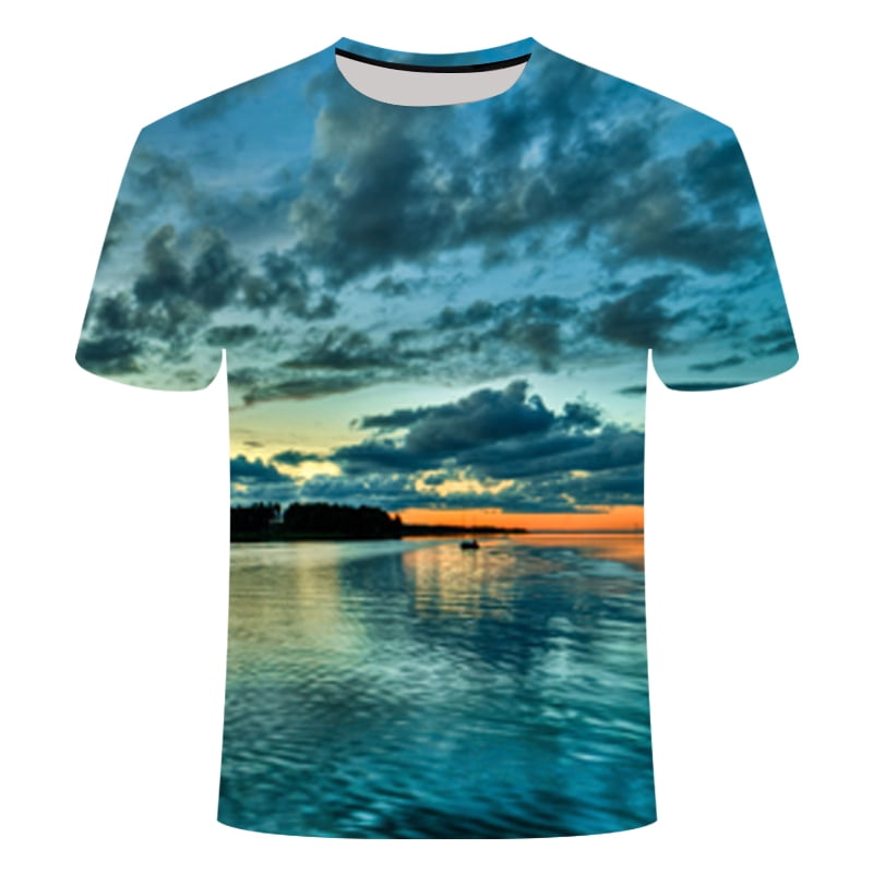Summer Sunset Scenery graphic t shirts fashion men's t-shirts With ...