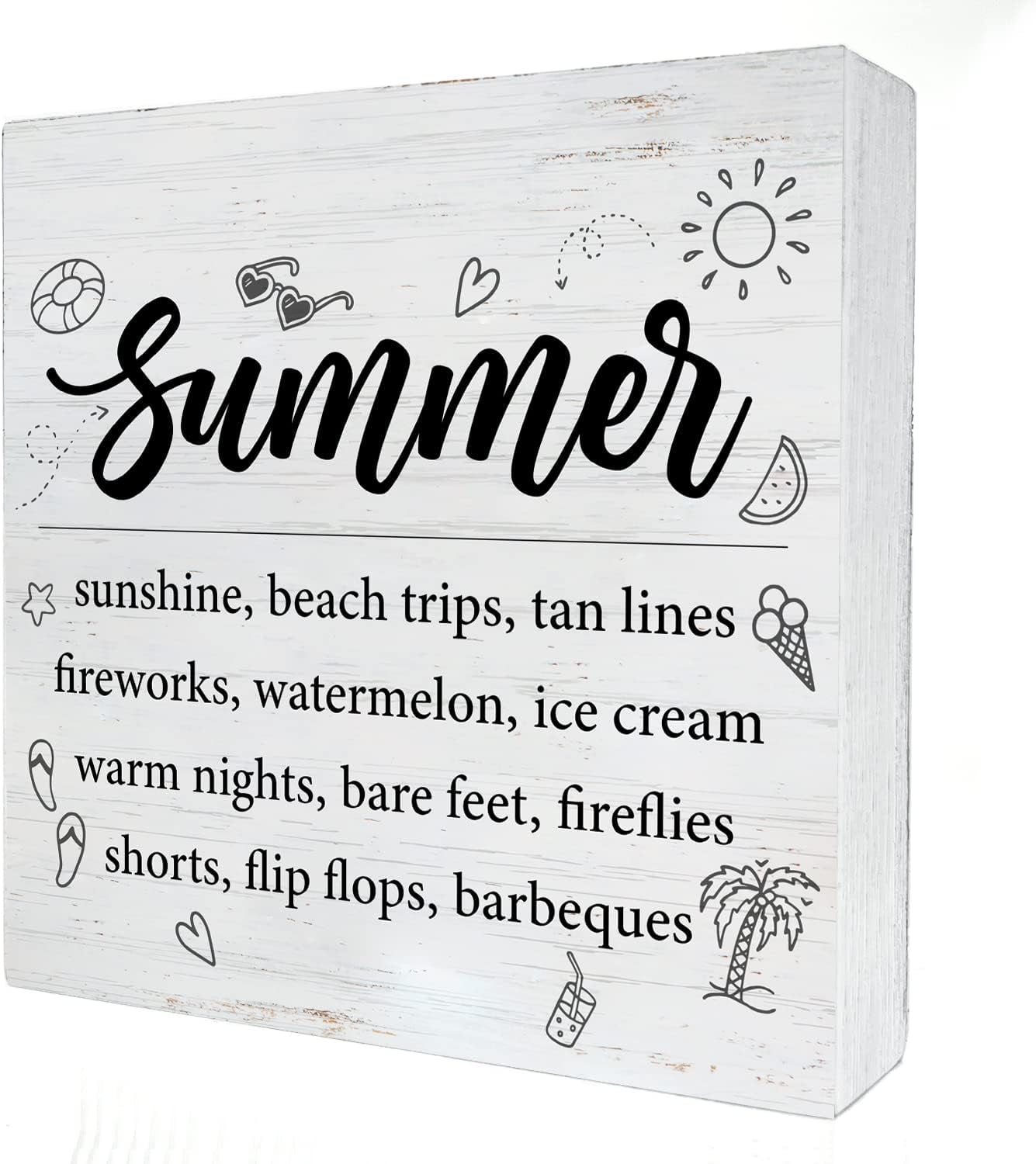 Summer Sunshine Beach Wood Box Sign Decor Rustic Summer Box Signs with ...
