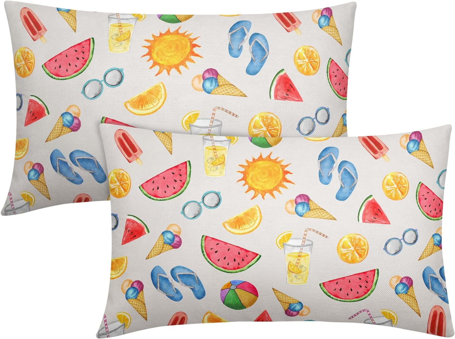 Summer Sunshine Colorful Lumbar Pillow Covers 12X20 Inch Watermelon ...