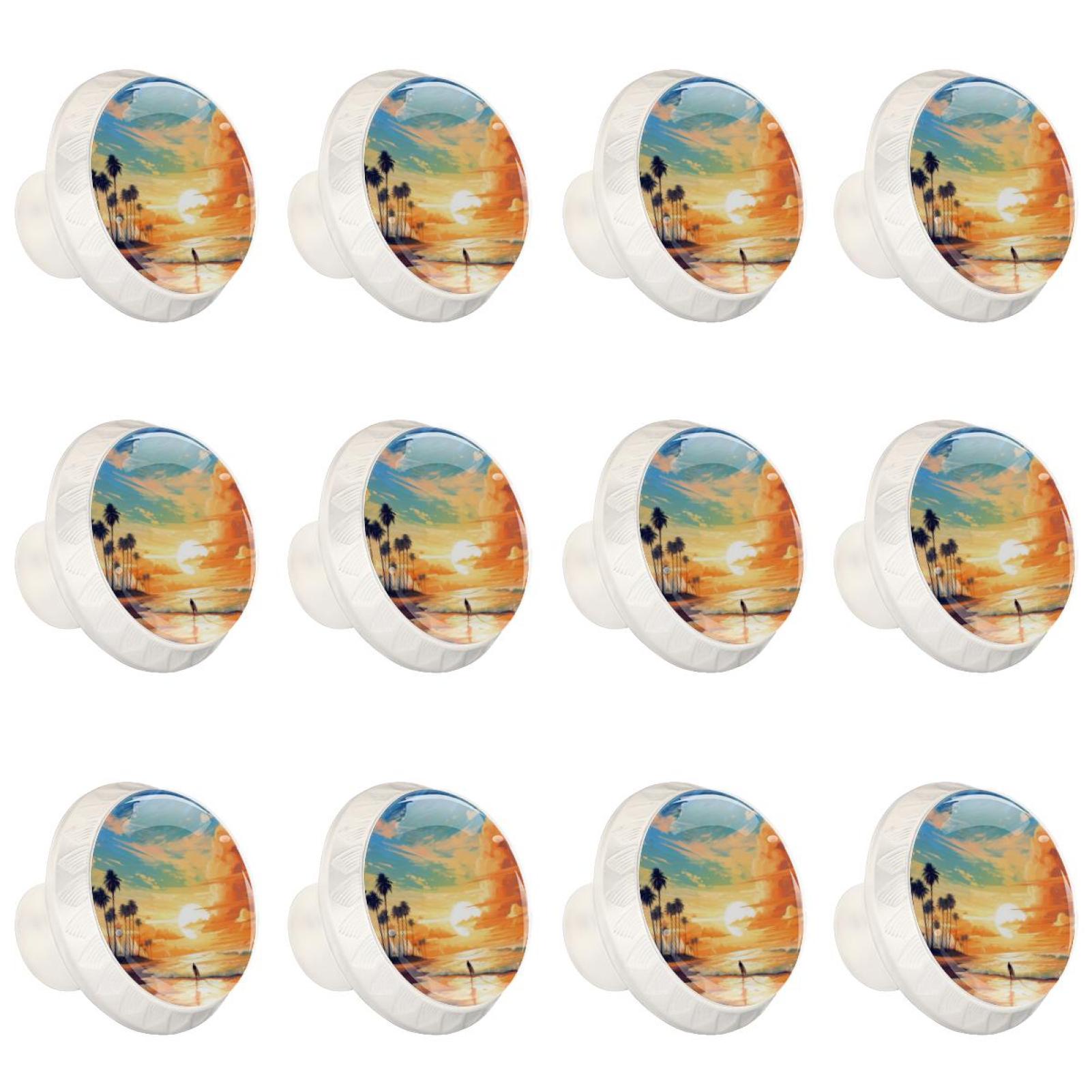 Summer Surf 12 Pcs White Round Drawer Pulls with Screws,ABS and Glass ...