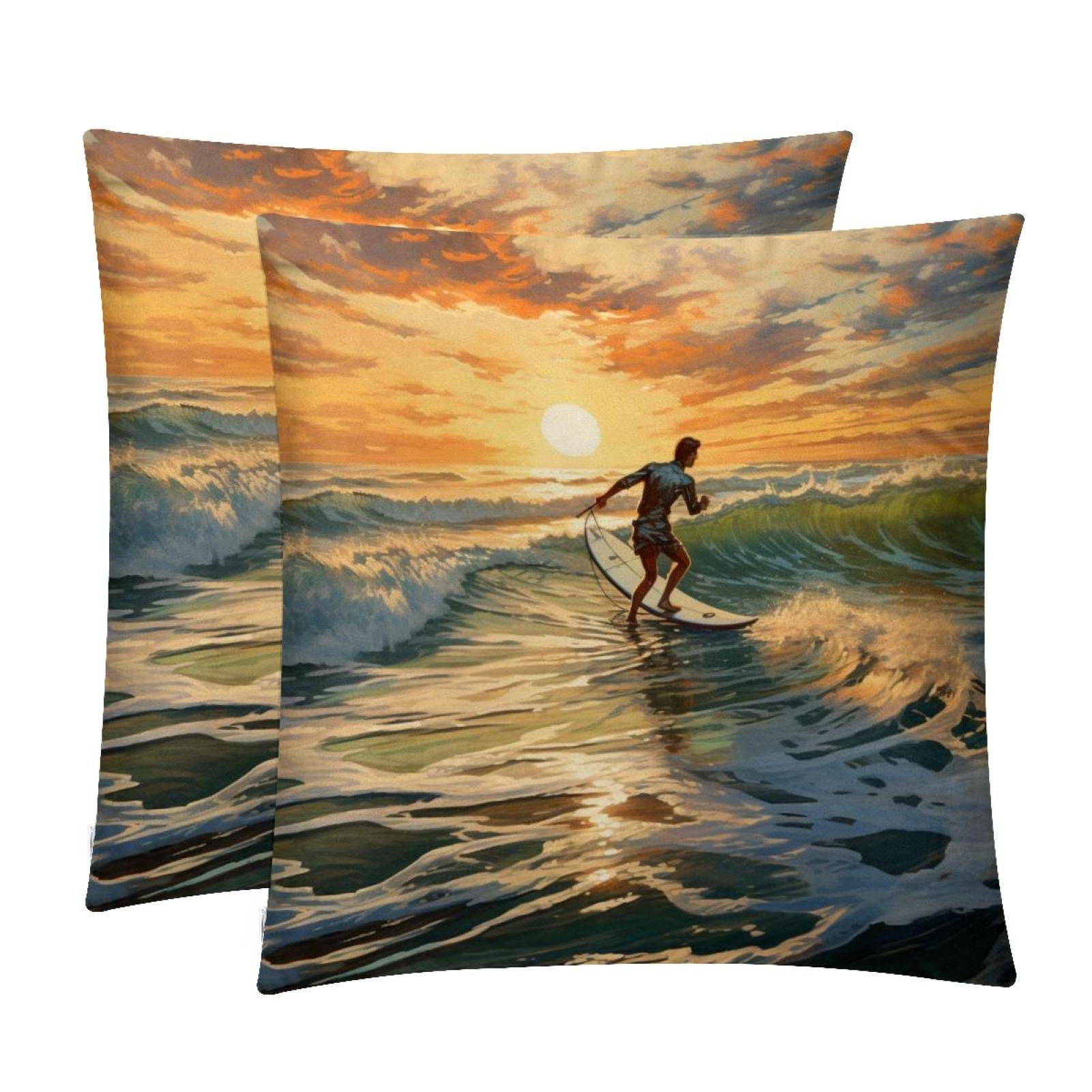 Summer Surf Pattern 2pc Luxurious Velvet Throw Pillow Covers Unique ...