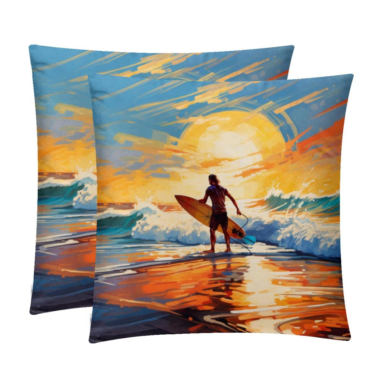 Summer Surf Pattern 2pc Luxurious Velvet Throw Pillow Covers Unique ...