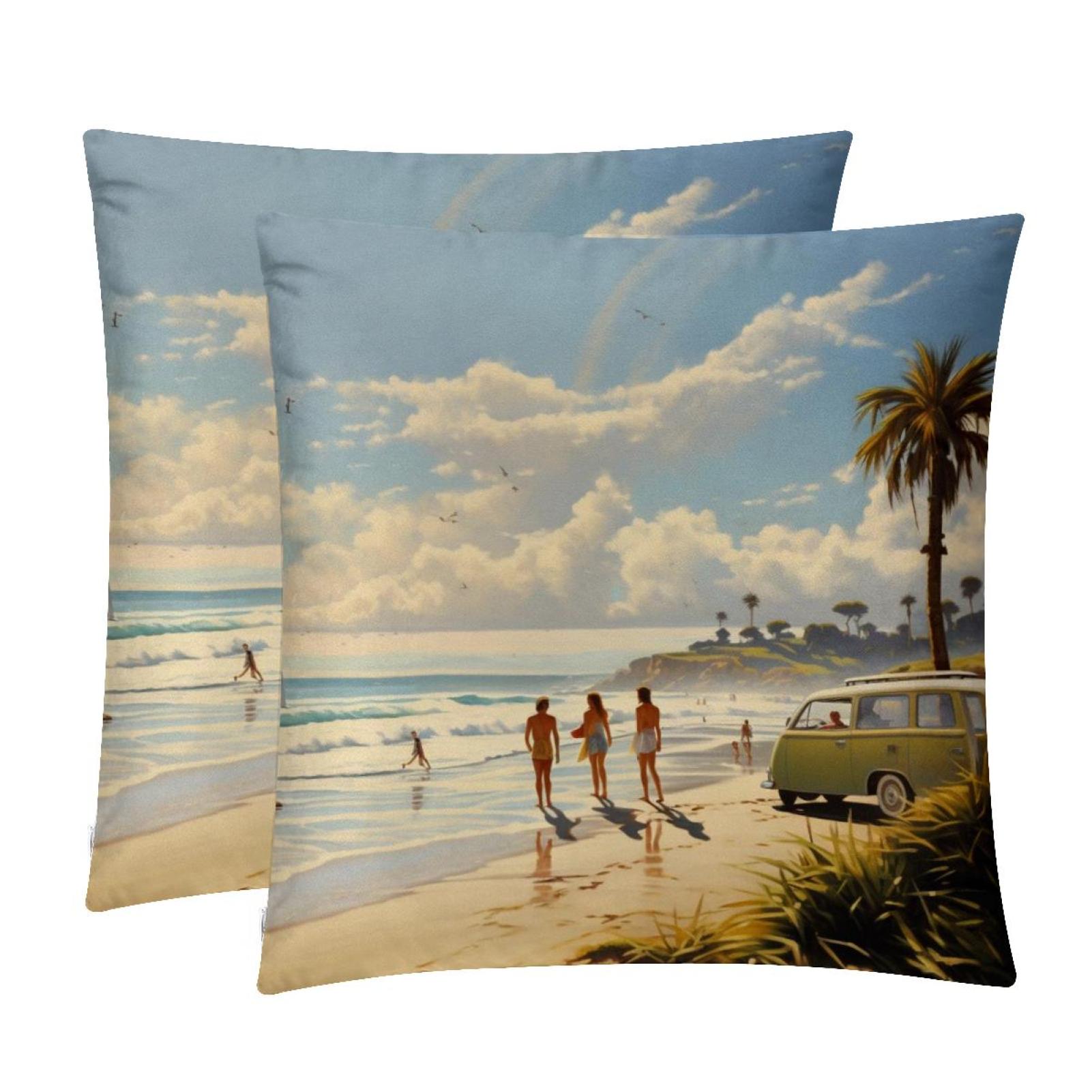 Summer Surf Pattern 2pc Luxurious Velvet Throw Pillow Covers Unique ...