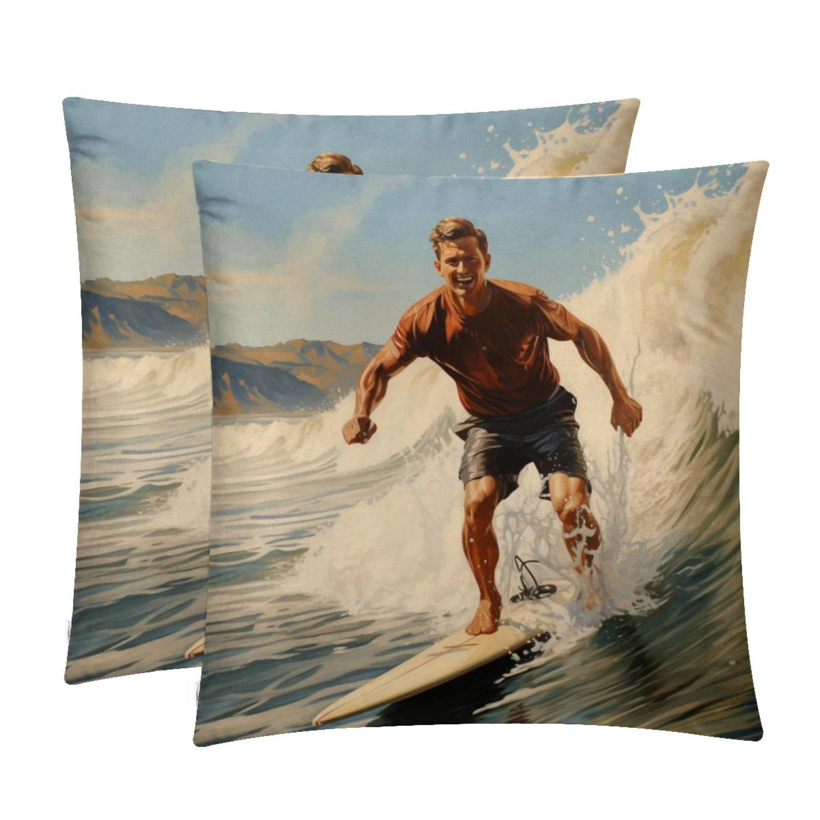 Summer Surf Pattern 2pc Luxurious Velvet Throw Pillow Covers Unique ...
