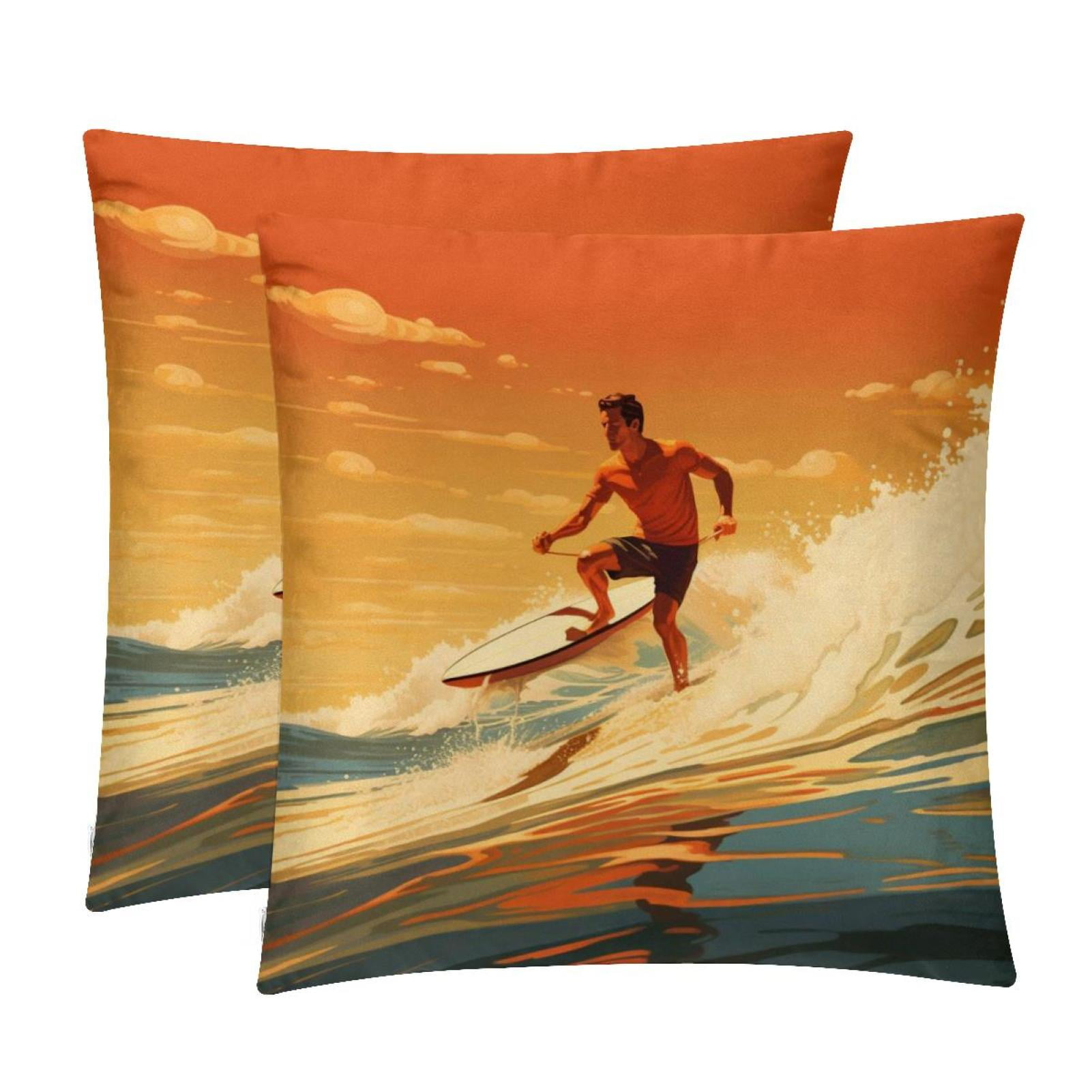 Summer Surf Pattern 2pc Luxurious Velvet Throw Pillow Covers Unique ...