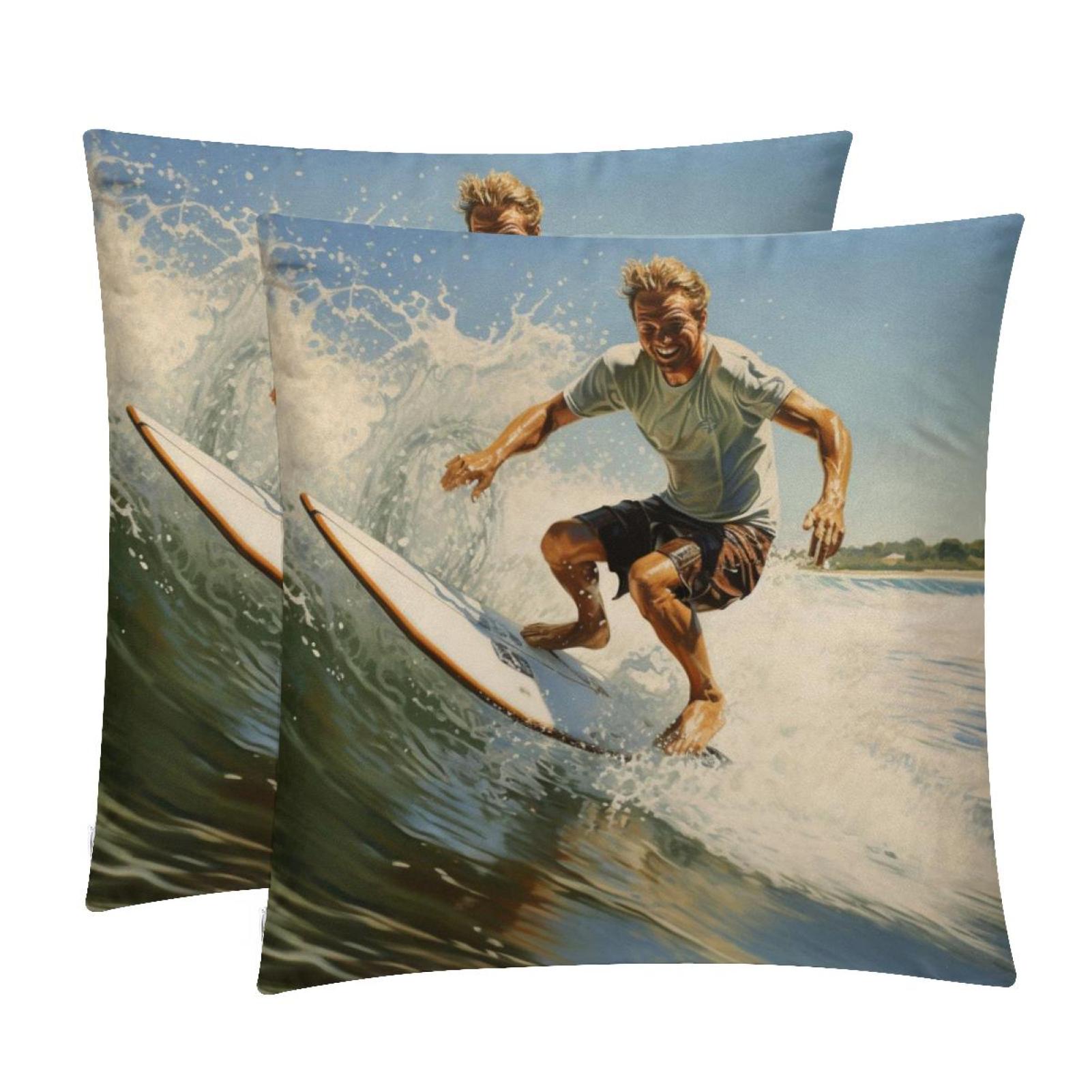 Summer Surf Pattern 2pc Luxurious Velvet Throw Pillow Covers Unique ...