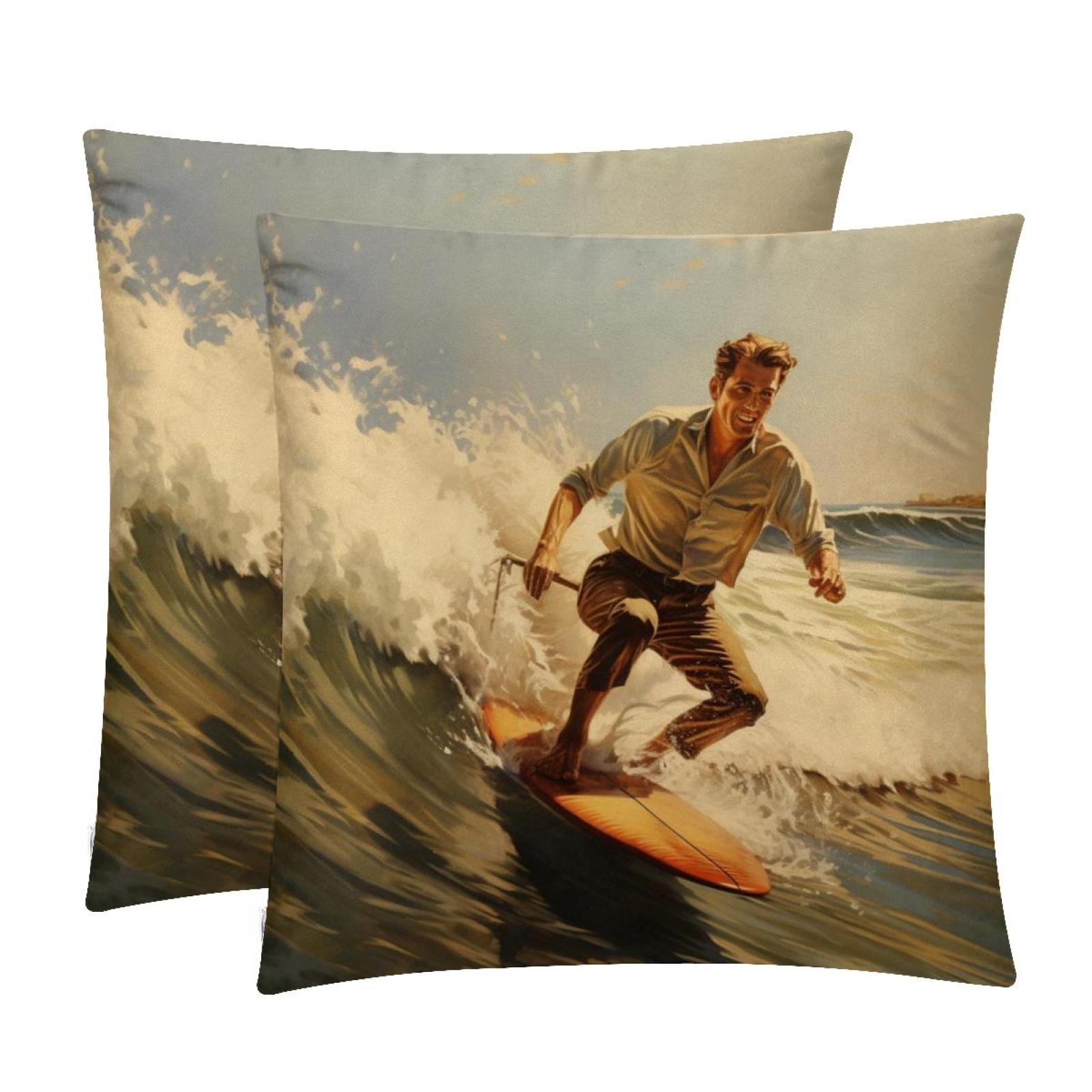 Summer Surf Pattern 2pc Luxurious Velvet Throw Pillow Covers Unique ...
