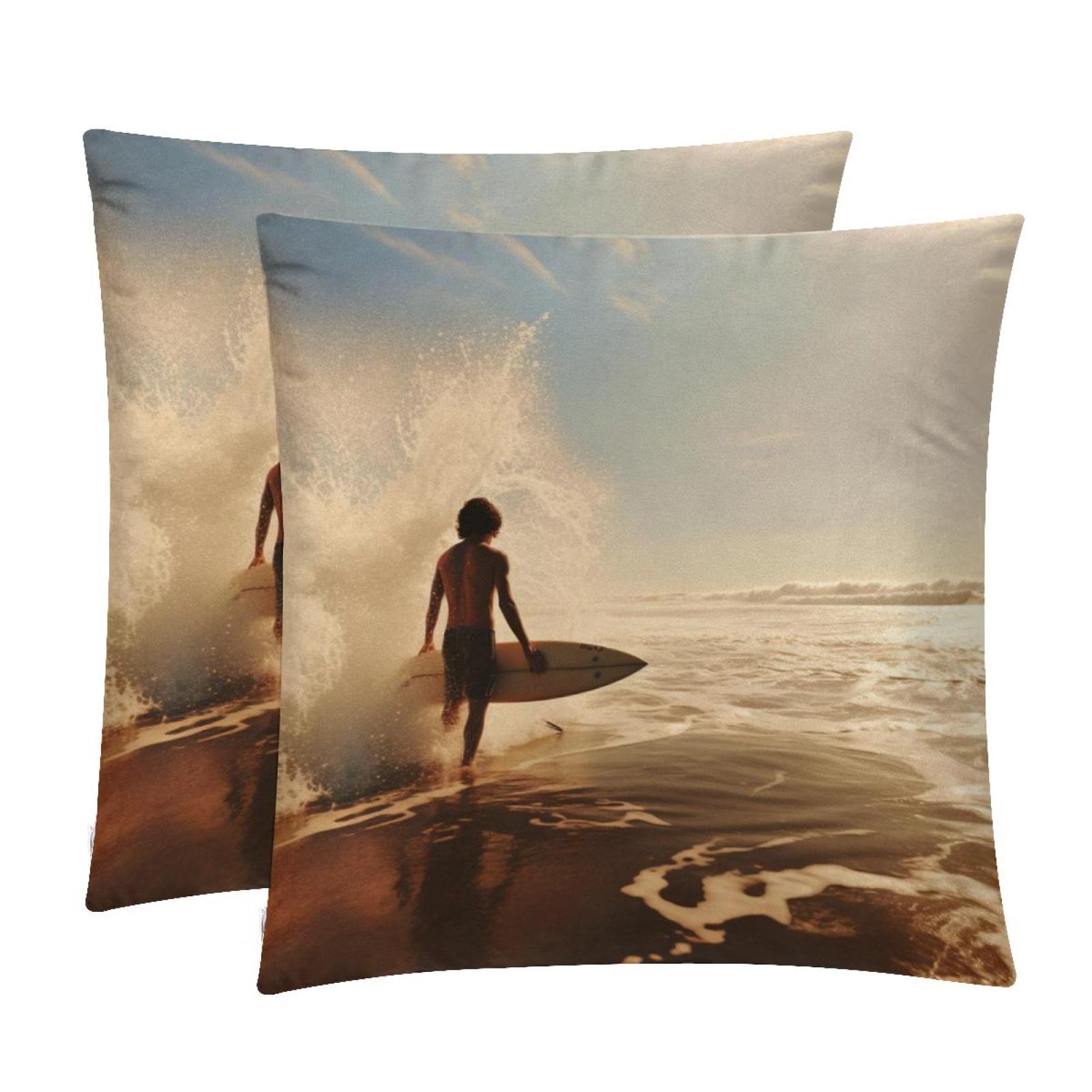 Summer Surf Pattern 2pc Luxurious Velvet Throw Pillow Covers Unique ...