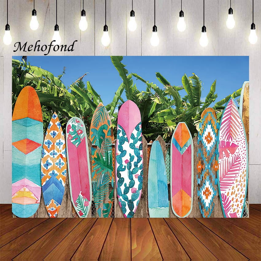 Summer Surfboard Tropical Hawaiian Beach Surfs Up Aloha Kid Birthday r ...