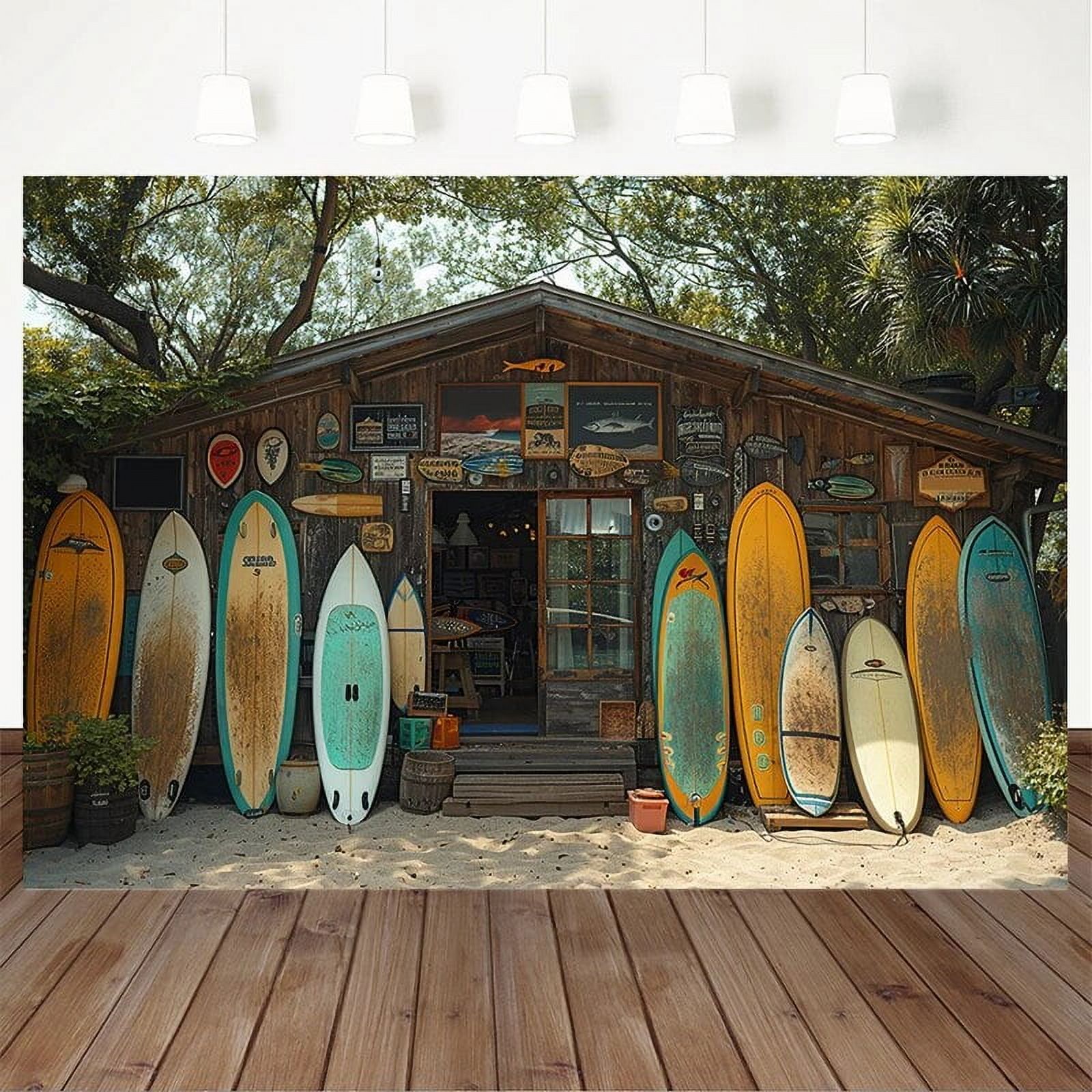 Summer Surfing Beach Photography Backdrop Seaside Wooden House Baby ...