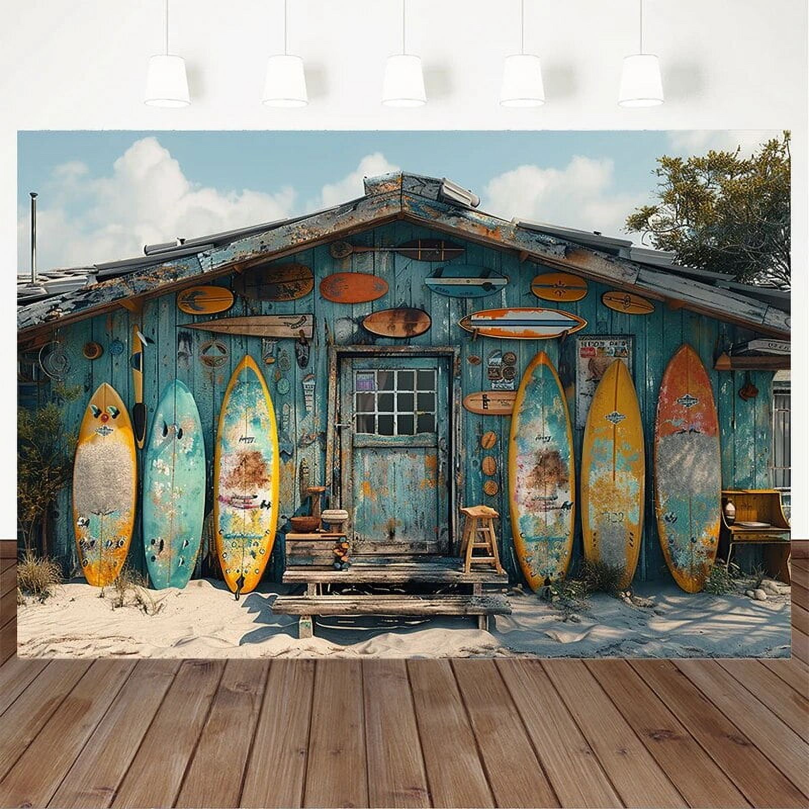 Summer Surfing Beach Photography Backdrop Seaside Wooden House Baby ...