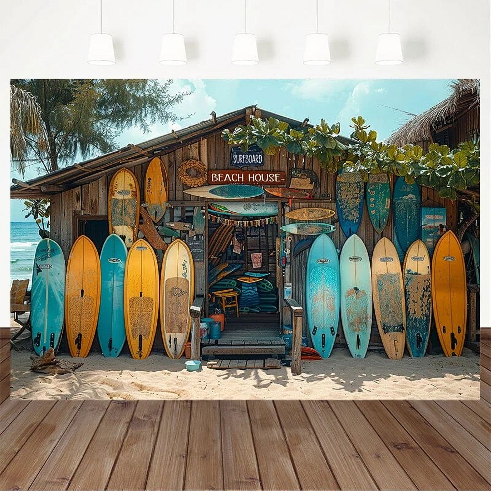 Summer Surfing Beach Photography Backdrop Seaside Wooden House Baby ...