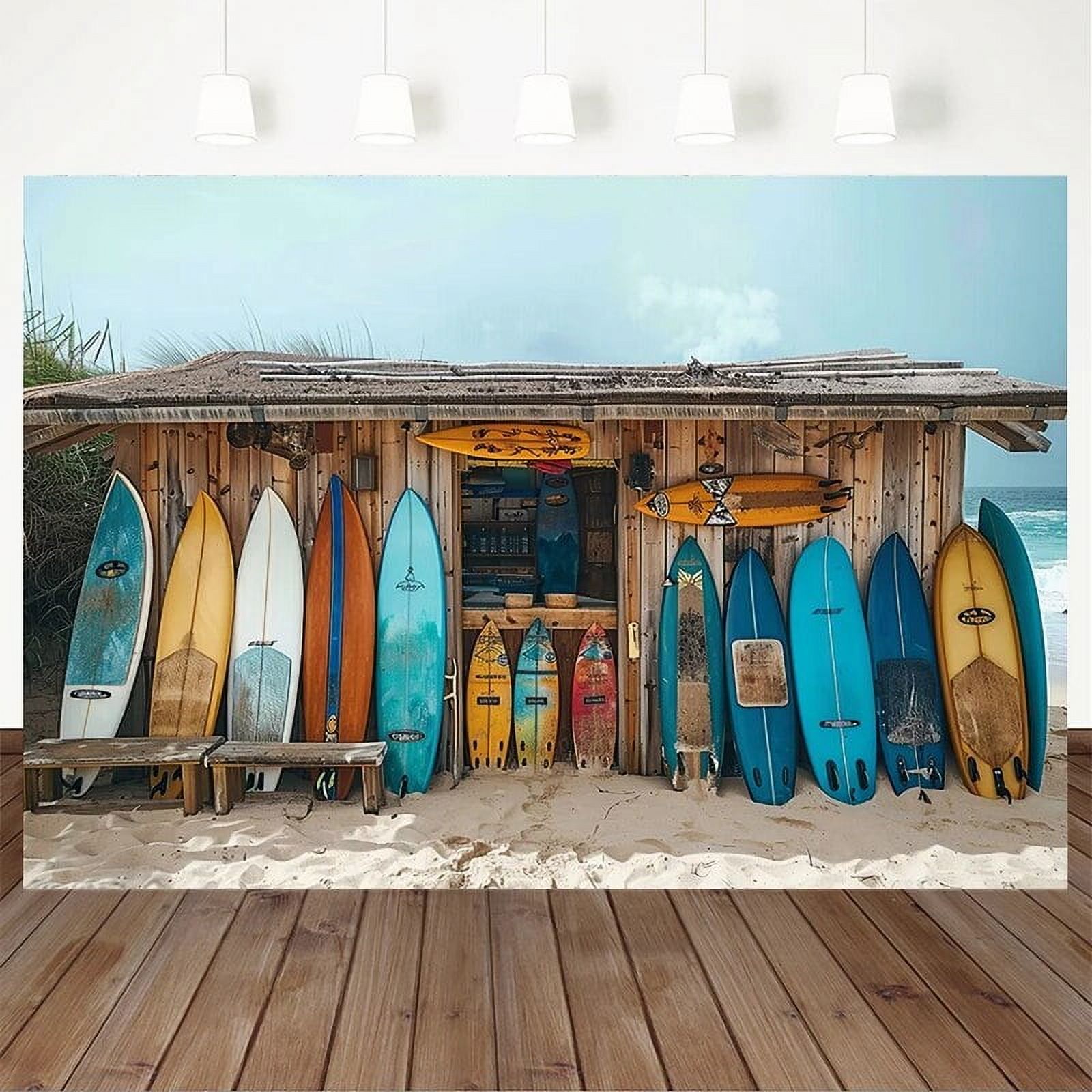 Summer Surfing Beach Photography Backdrop Seaside Wooden House Baby ...