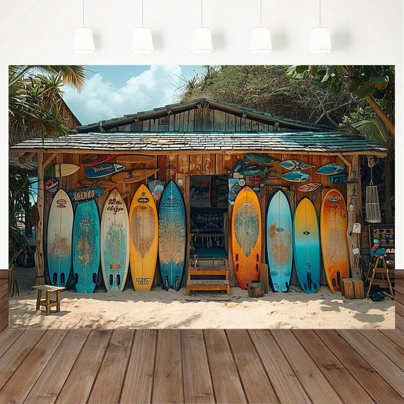 Summer Surfing Beach Photography Backdrop Seaside Wooden House Baby ...