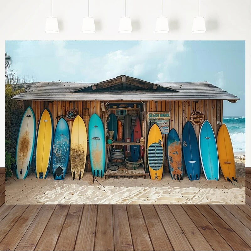 Summer Surfing Beach Photography Backdrop Seaside Wooden House Baby ...