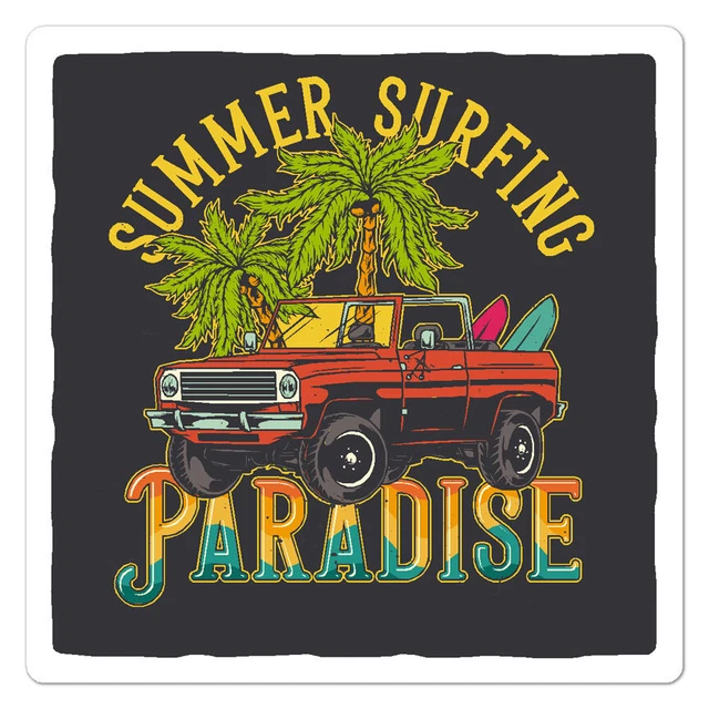 Summer Surfing Sticker Indoor Outdoor Phone Decal Water Bottle Stickers ...
