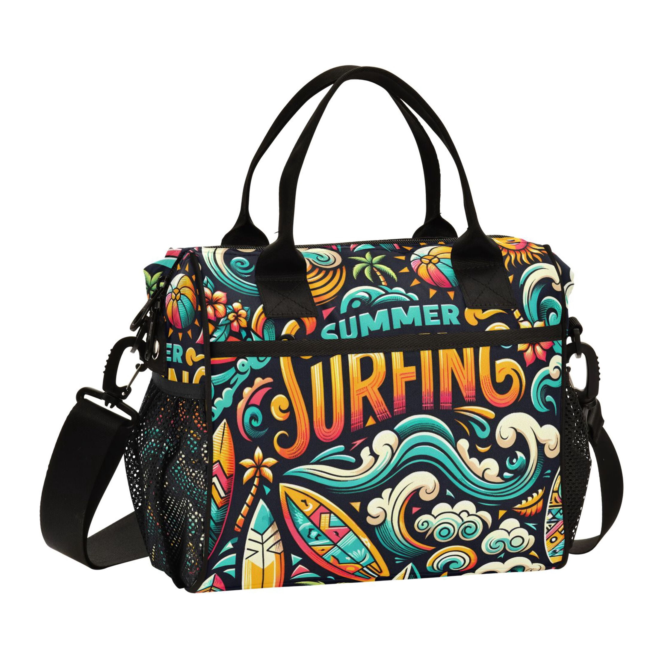 Summer Surfing Wave Ball Sun Lunch Bag Insulated Lunch Box Leakproof ...