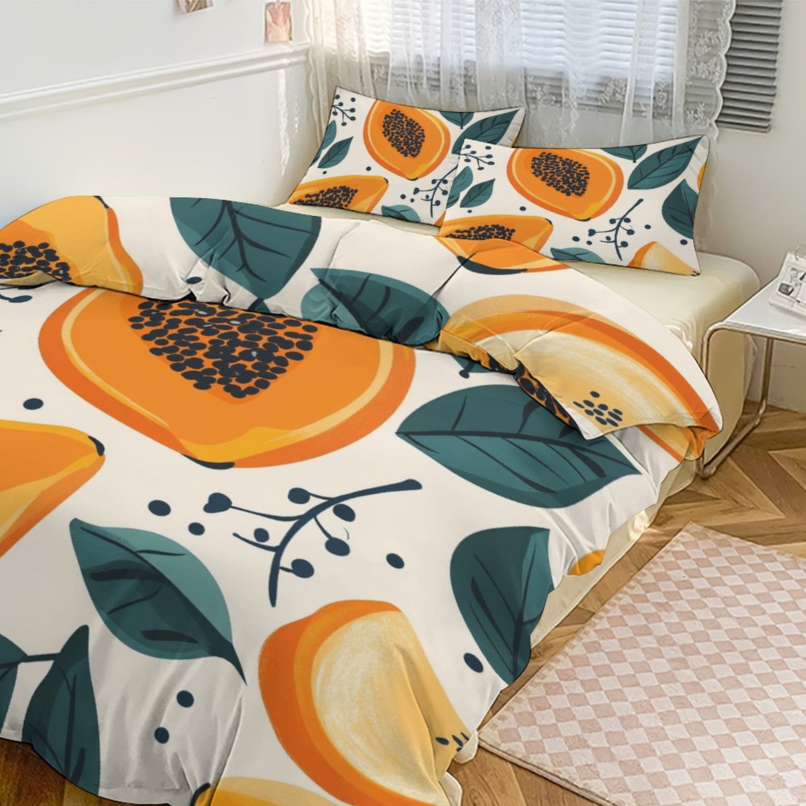 Summer Sweet Fruits Duvet Cover Set Themed Multicolor Polyester Bedding ...