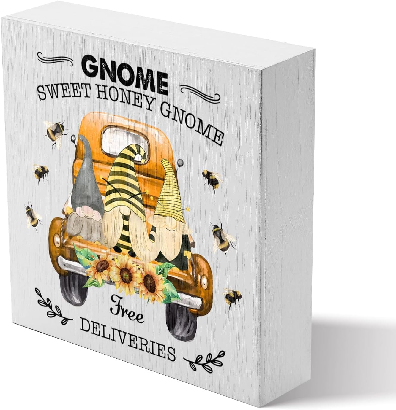 Summer Sweet Honey Bee Gnome Wooden Box Signs,Rustic Retro Truck Wood ...
