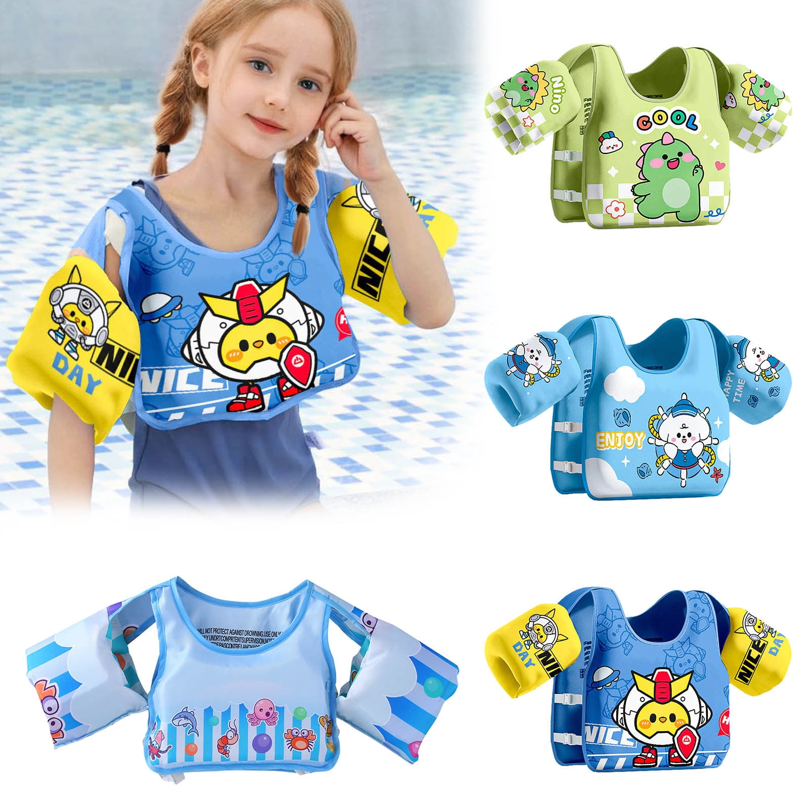Summer Swim Vest For Kids Toddler Pool Floaties Fit 20 To 70 Lbs ...