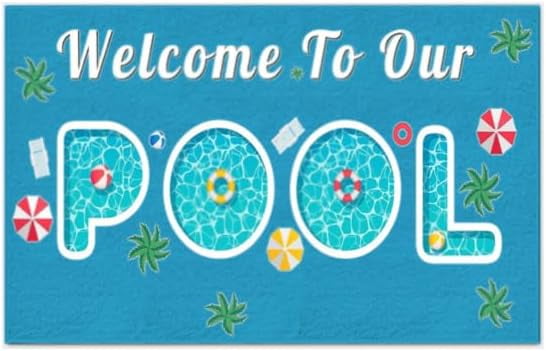 Summer Swimming Pool Door Mat Non Slip Rubber Welcome to The Pool ...
