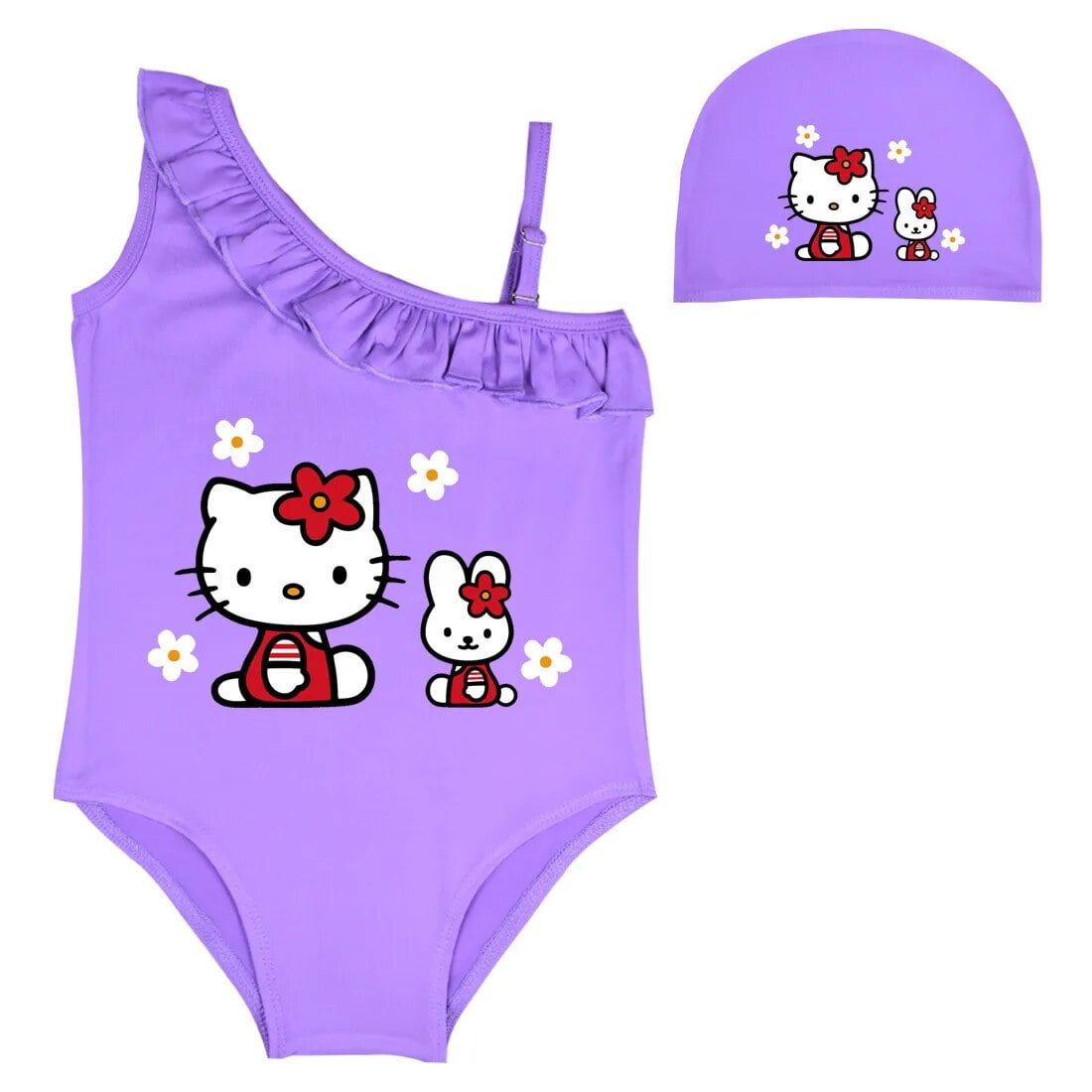 Summer Swimwear for Girls Sanrio Cartoon Hello Kitty Swimming Bikini ...