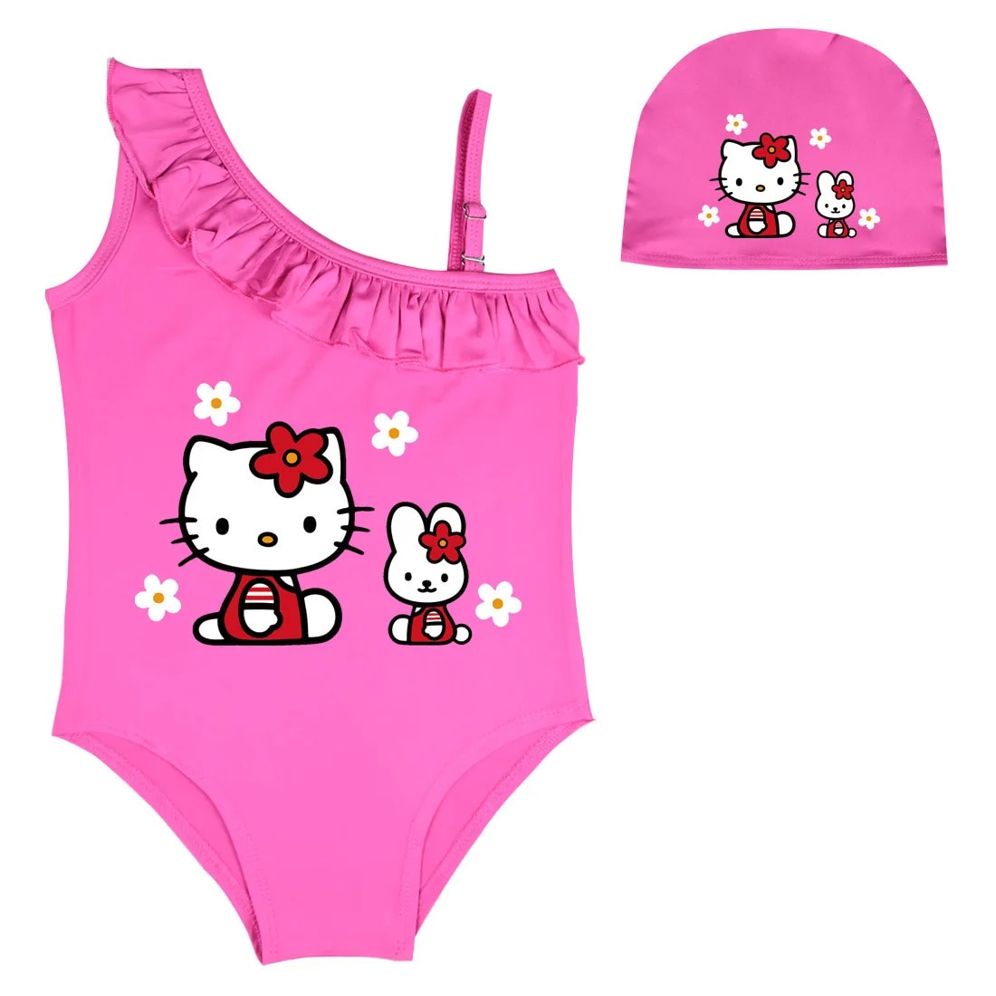 Summer Swimwear for Girls Sanrio Cartoon Hello Kitty Swimming Bikini ...