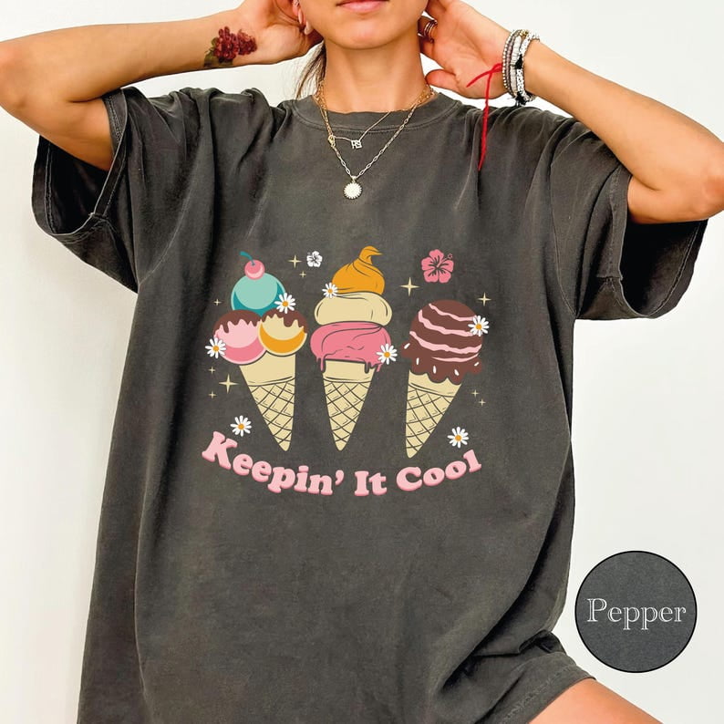 Summer T-shirt, Keepin' It Cool T-shirt, Summer Ice Cream Cone T-shirt, Ice Cream T-shirt ...