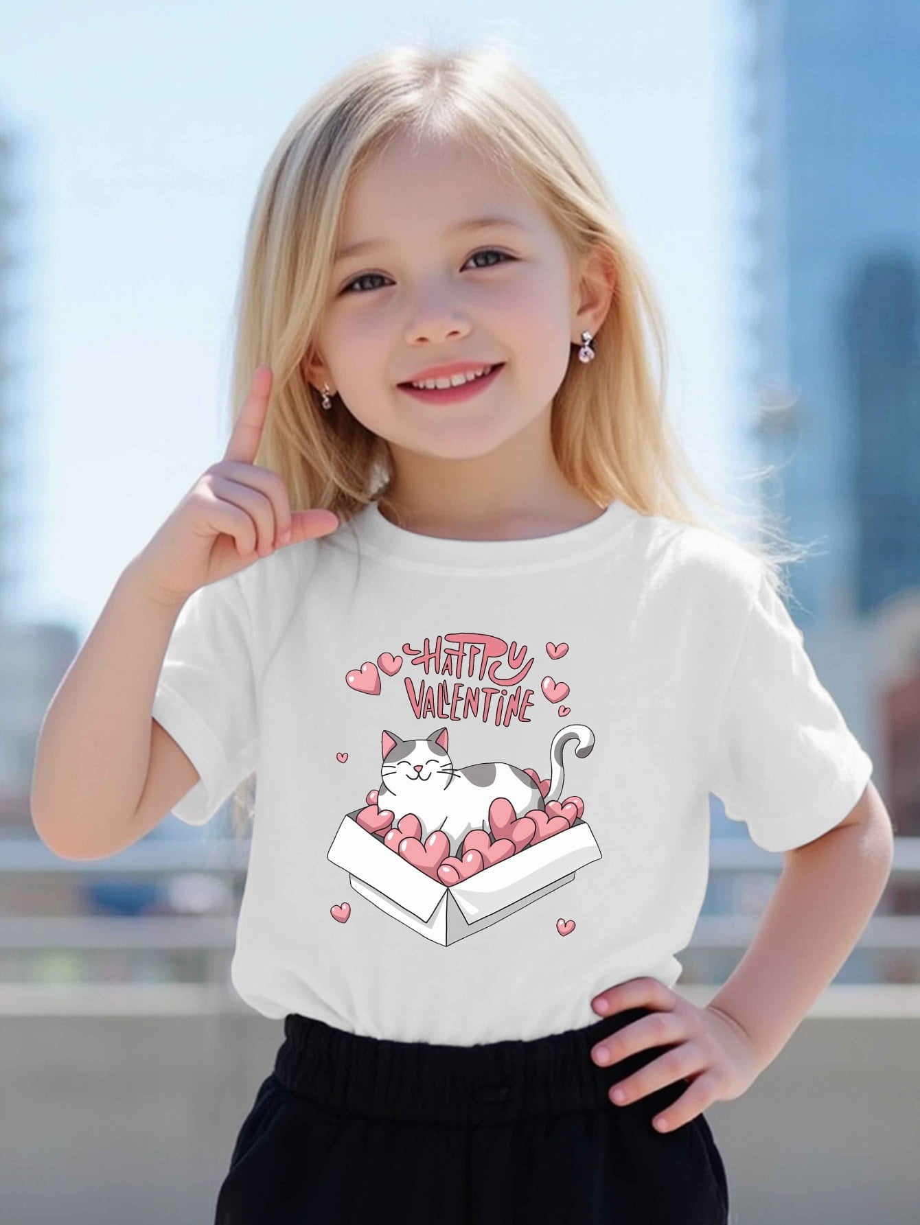 [Summer T-shirt for kids]-[Casual Chic] Adorable 'Happy Valentine ...