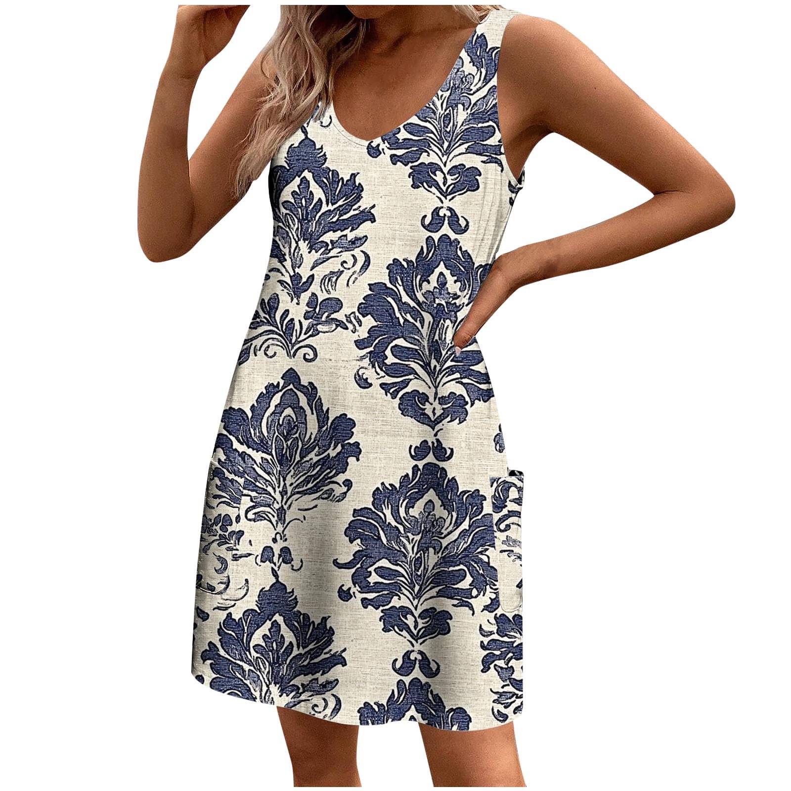 Summer Tank Dresses for Women 2025, Loose V Neck Sleeveless Sundresses ...