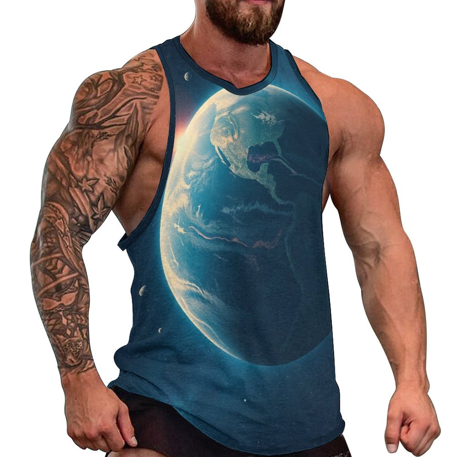 Summer Tank Top Men Cosmic Planet Handsome Sleeveless T-shirts Casual O ...