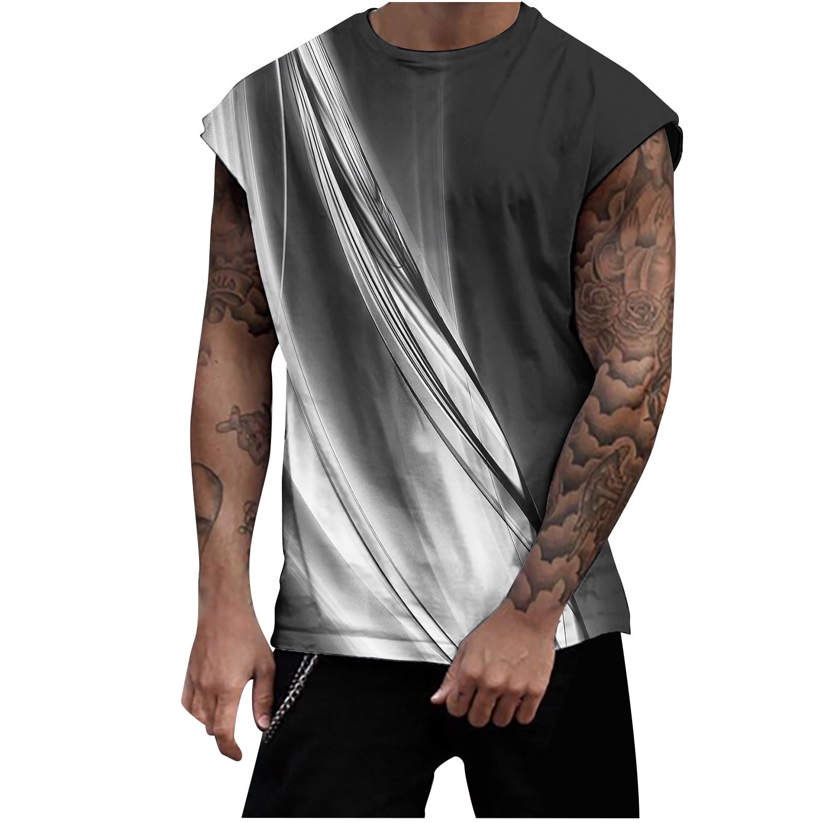Summer Tank Tops for Men 2023 Trendy,Tops for Men, Round Neck Gradient ...