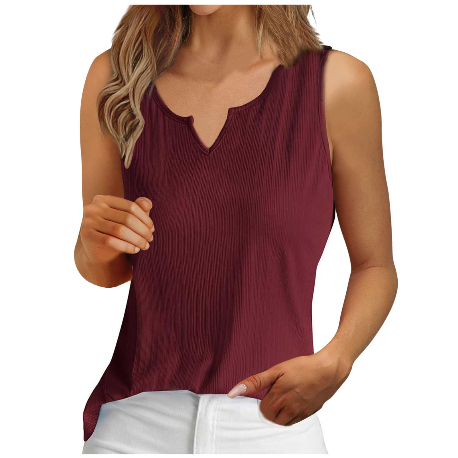 Summer Tank Tops for Women Sleeveless Vest Shirts Tunic Tops V Neck ...