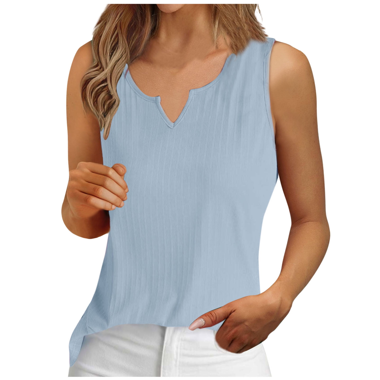 Summer Tank Tops for Women Sleeveless Vest Shirts Tunic Tops V Neck Lightweight Tank Tops ...