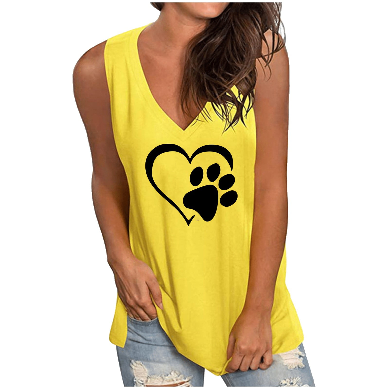 Summer Tank Tops For Women Womens Plus Size Sleeveless Tops Love Print Graphic Tees Loose Fit