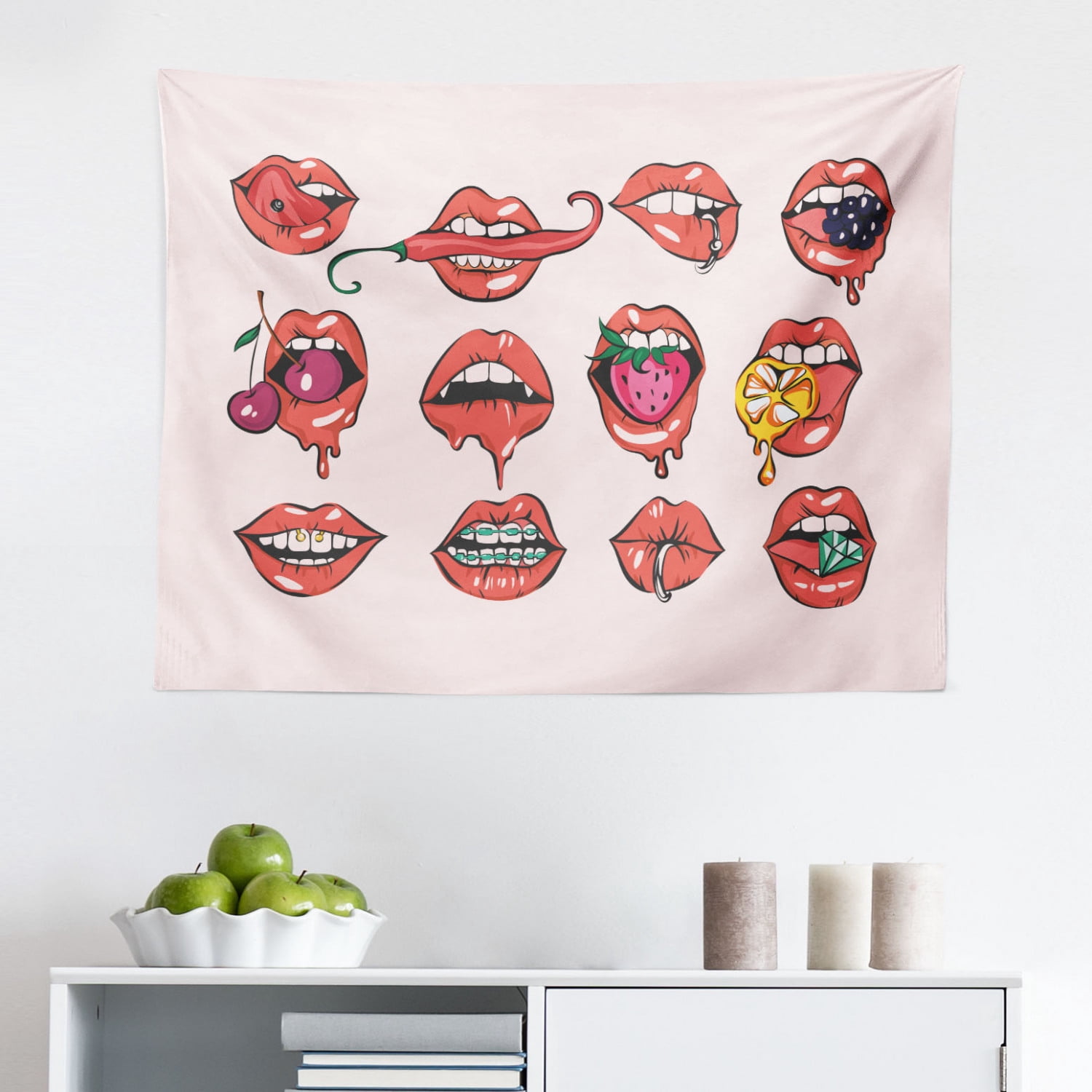 Summer Tapestry, Hello Holiday Hot Days Flip Flops Seashells Typography ...