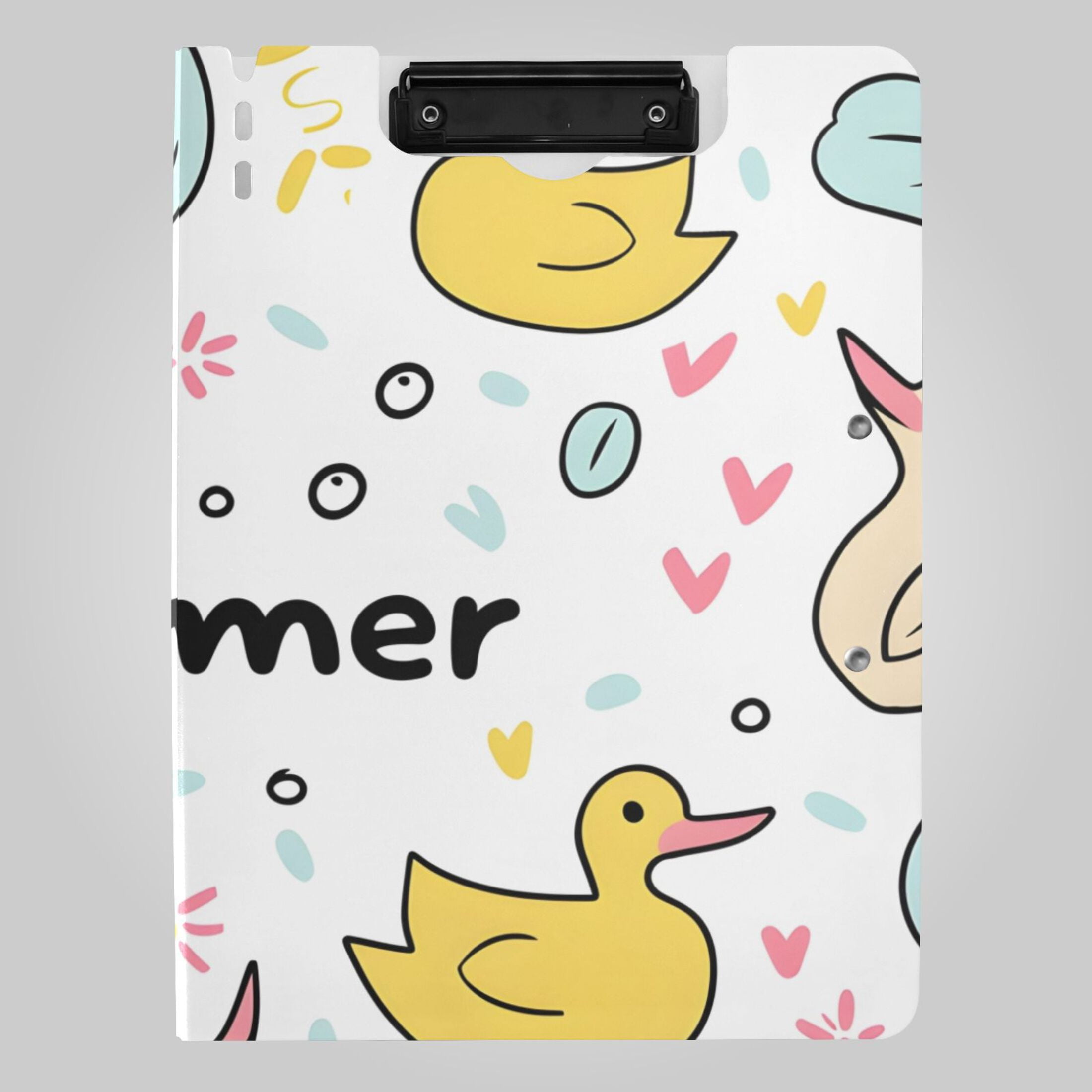 Summer Theme Ducks Leaves Bubbles Foldable Binder Folder Clipboard with ...