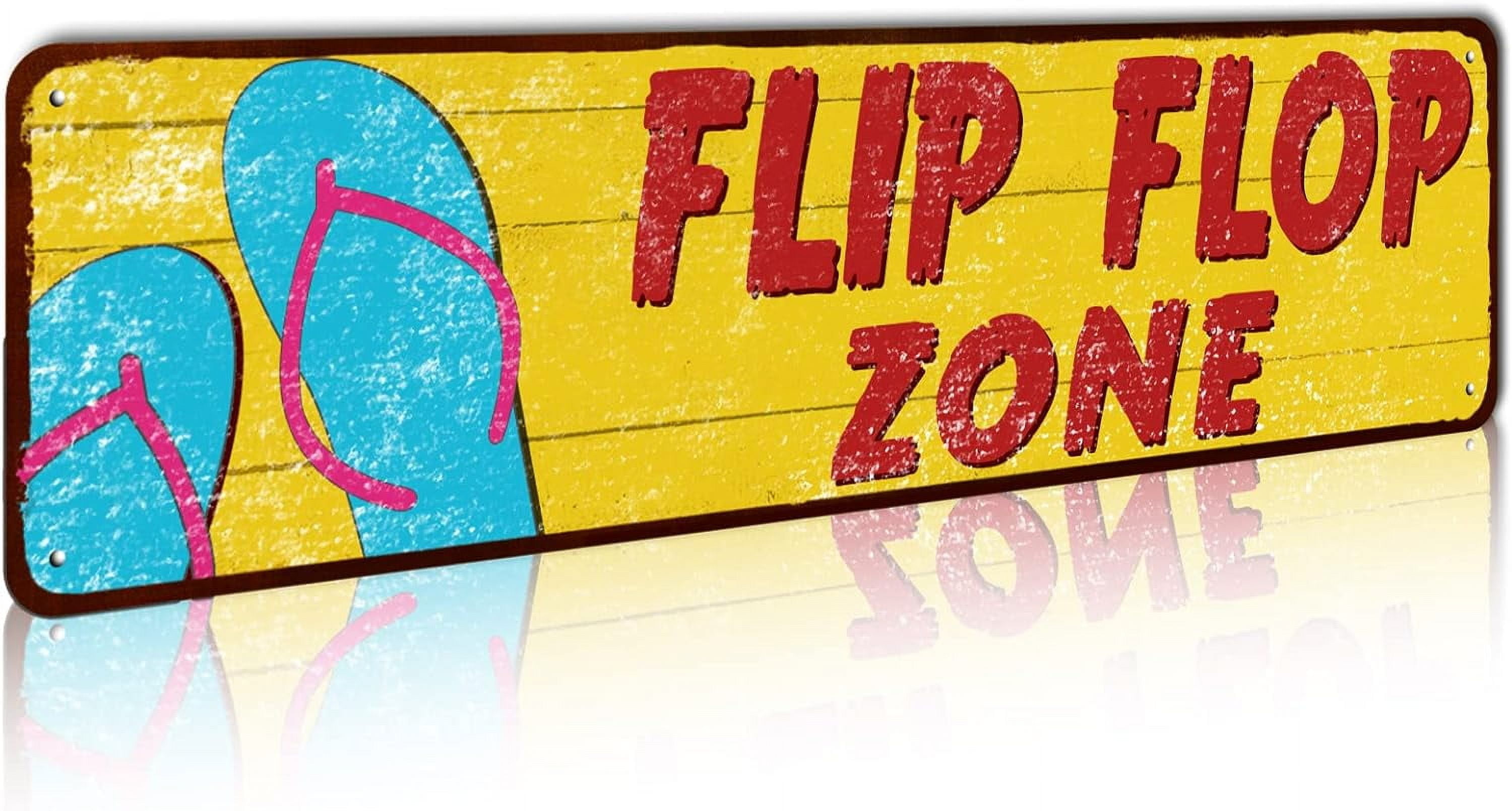 Summer Themed Flip Flop Zone Tropical Wall Decor Beach Sign for Lake ...