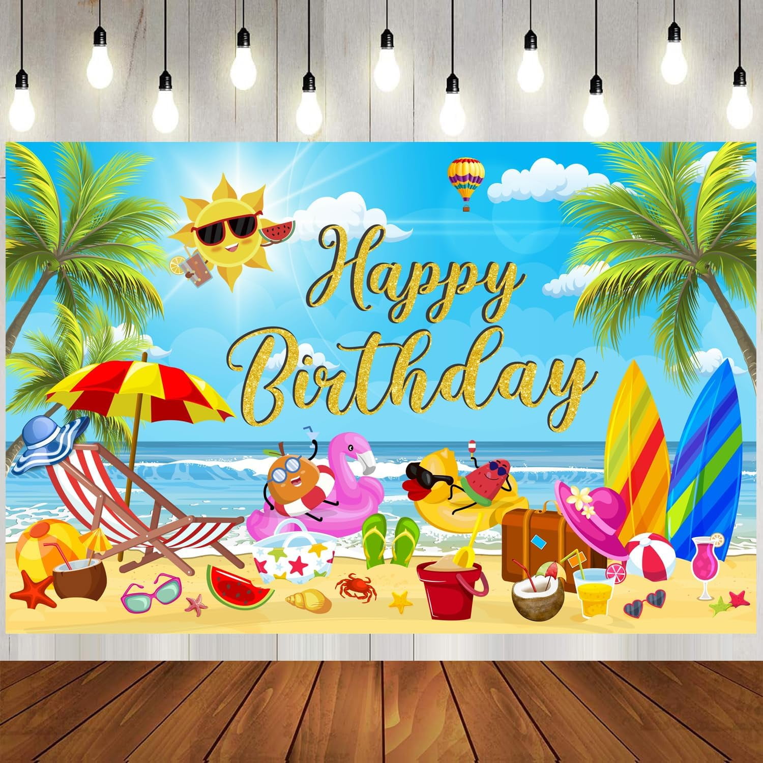 Summer Themed Happy Birthday Photography Backdrops Tropical Themed ...