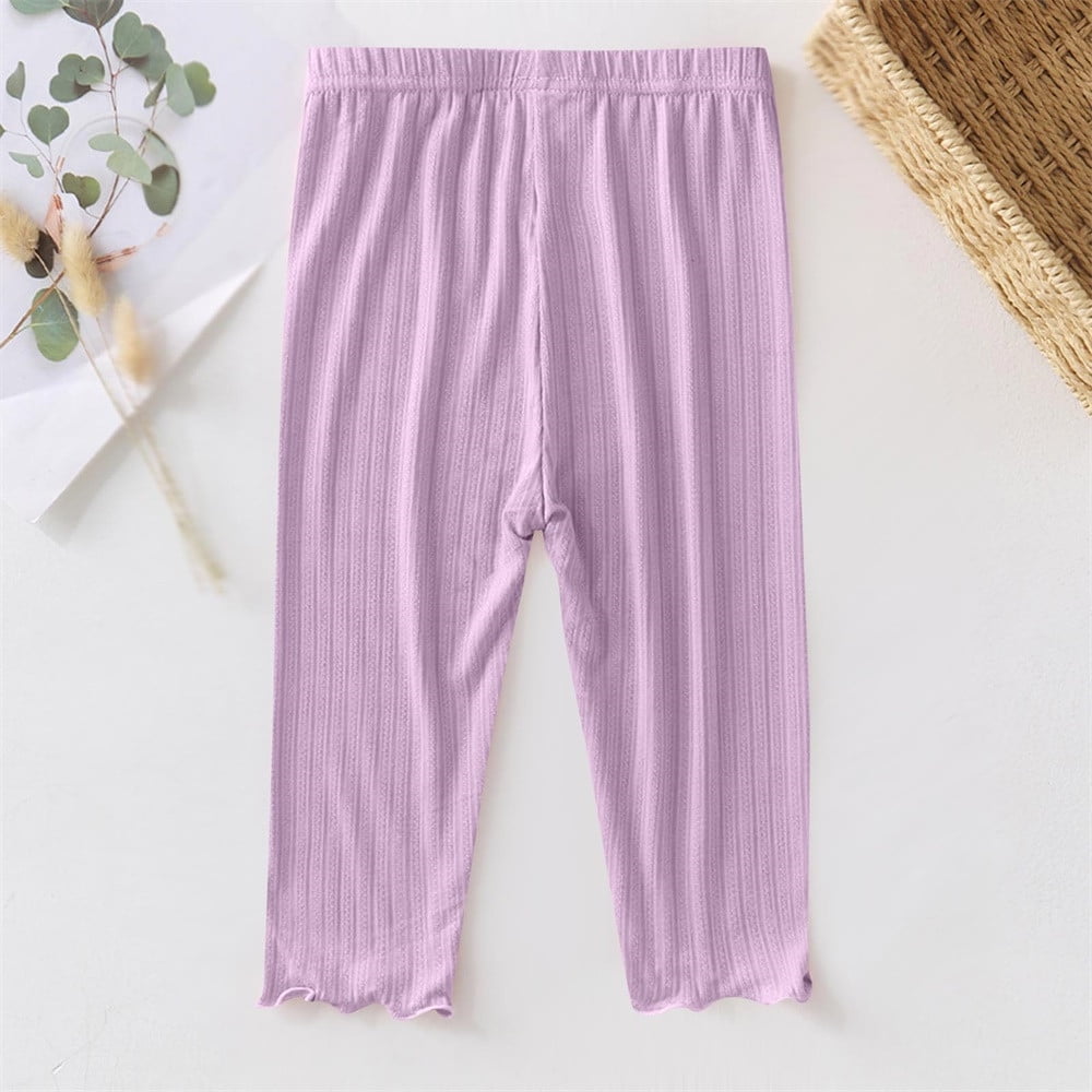 Summer Thin Girls' Solid Color Mesh Breathable Cropped Pants Casual ...