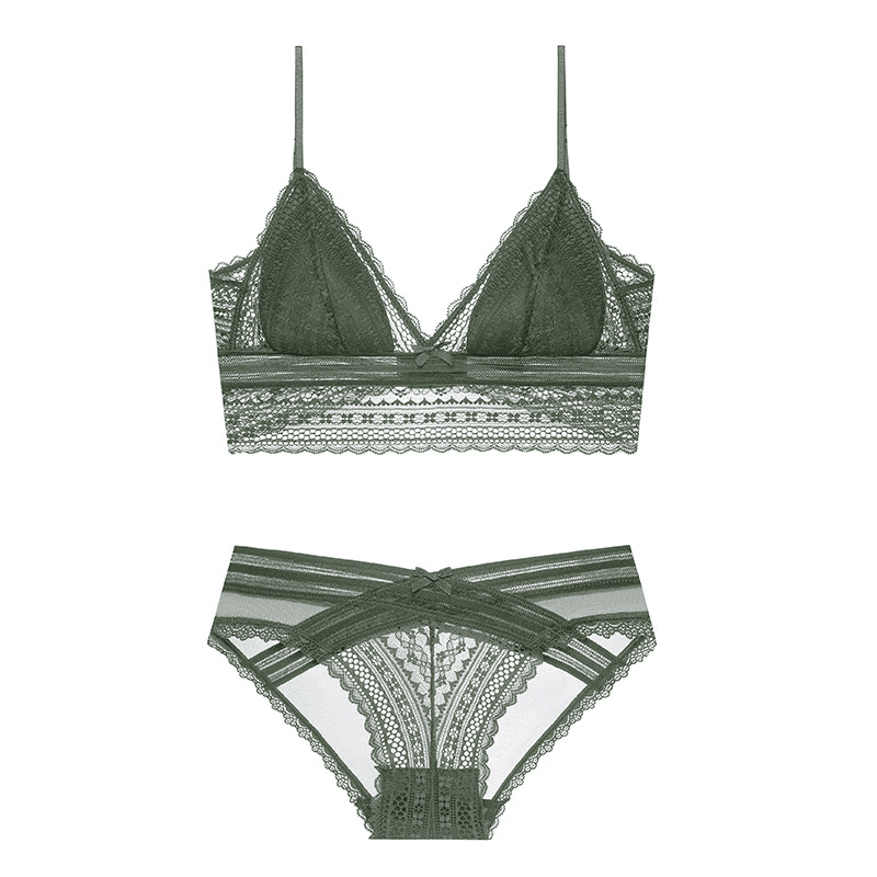 Summer Thin Lace Sexy Bra French Triangle Cup Underwear Set - Walmart.com