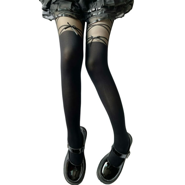 Summer Thin Pantyhose Sheer Tights Bow Tie Up Thigh High Stockings for ...