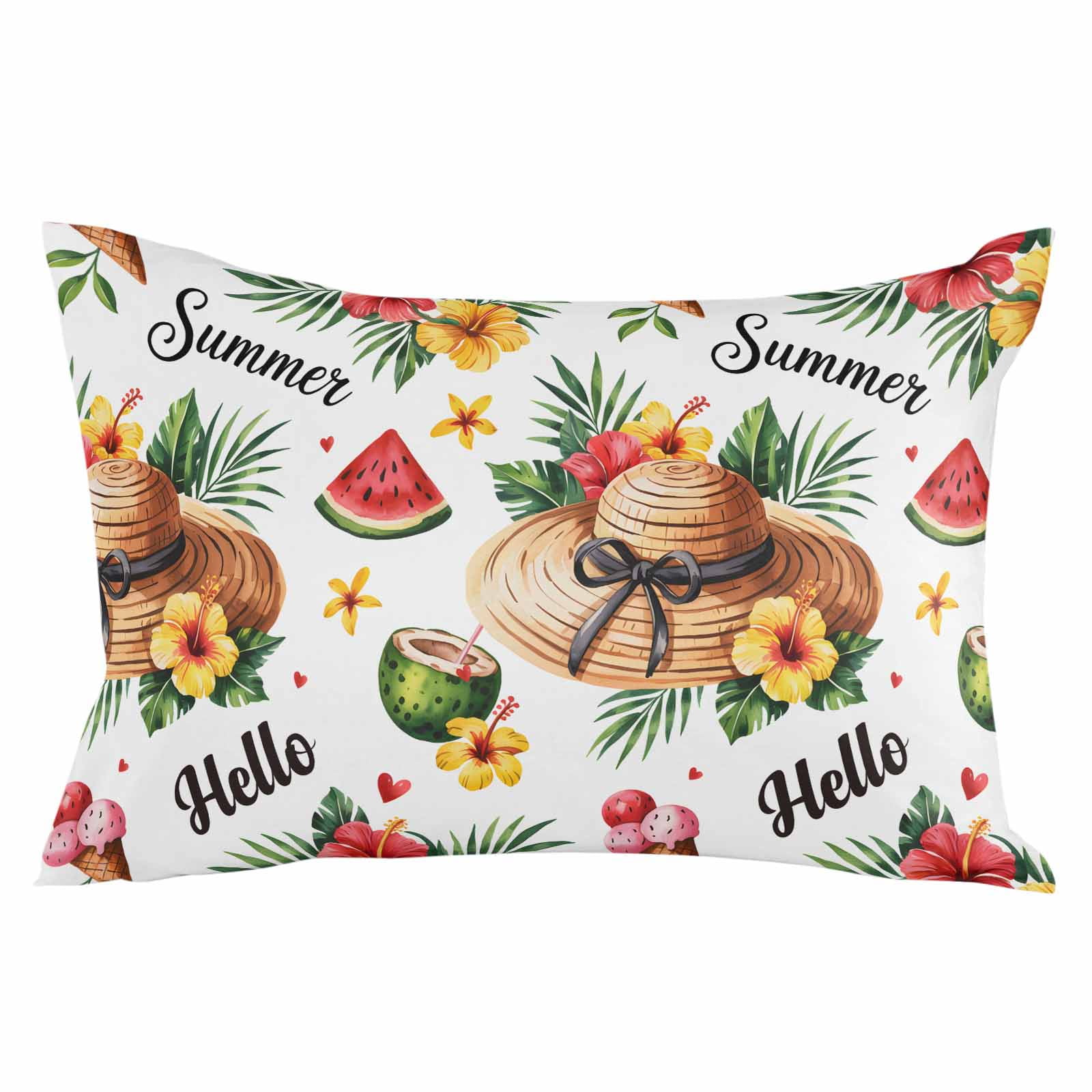 Summer Throw Pillow Cover 12 x 20 Inch Decorative Pillow Cover Tropical ...