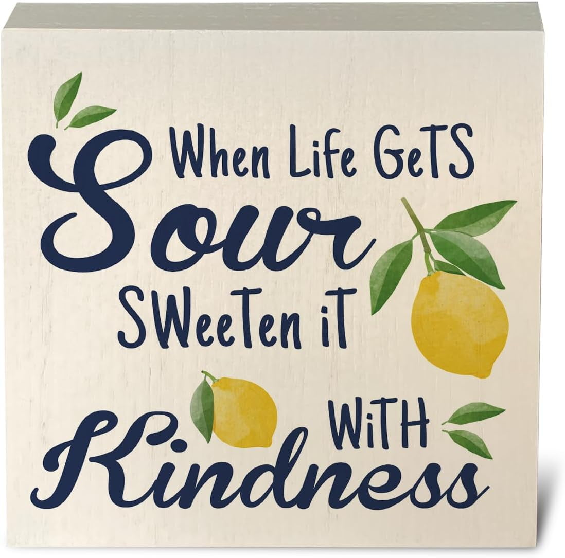 Summer Tiered Tray Decor Lemon Sign Decorative Desk Decor Wooden Box ...