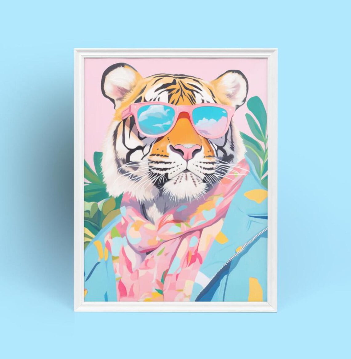 Summer Tiger Wall Art Cool Hipster Tiger Poster Trendy Animal Print ...