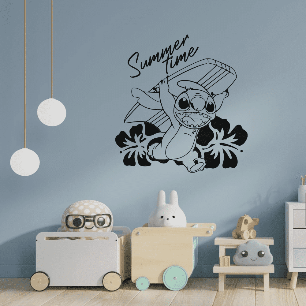 Summer Time - Cute Lilo and Stitch Summer Time Surfing Time Flowers ...