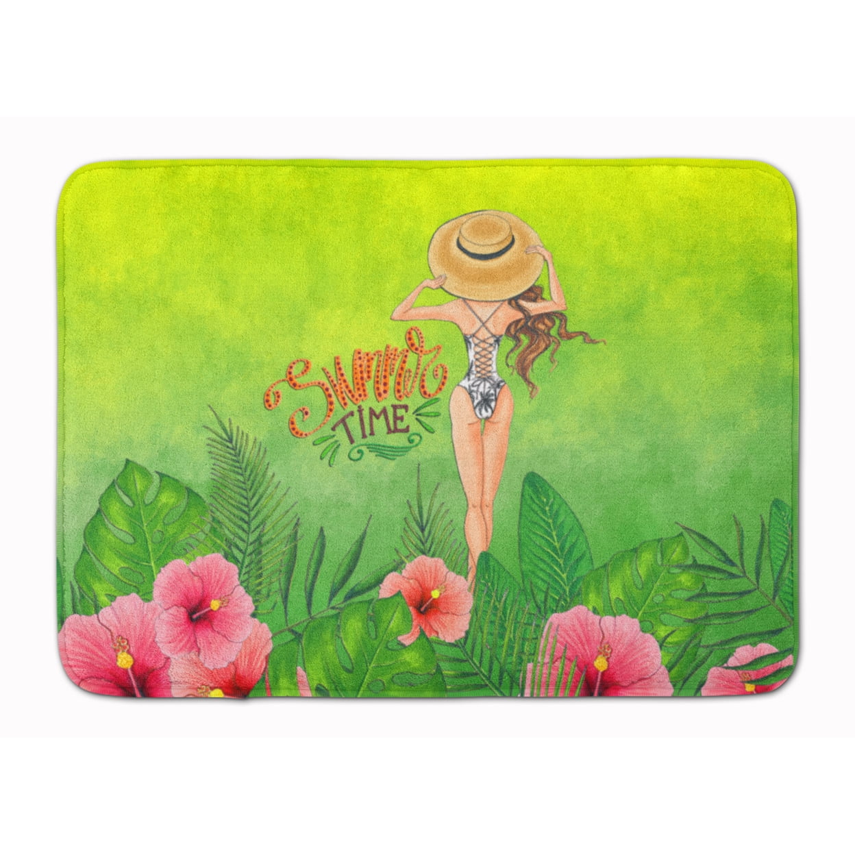 Summer Time Lady in Swimsuit Machine Washable Memory Foam Mat - Walmart.com