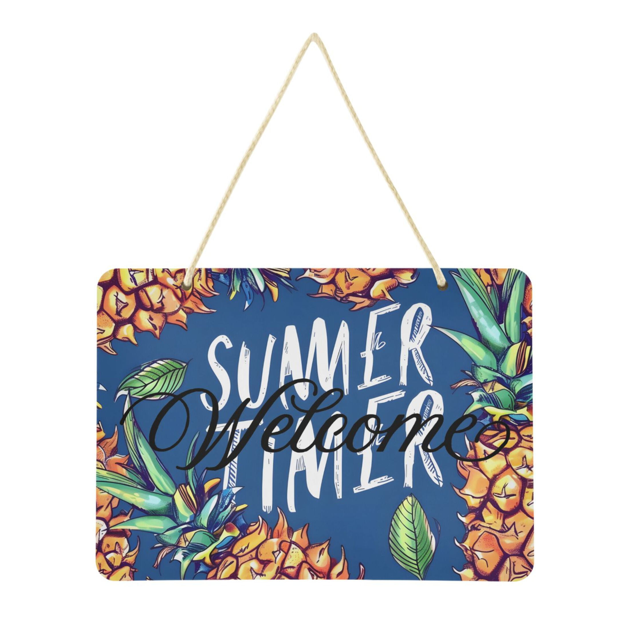 Summer Time Pineapple Welcome Sign Front Door PVC 14x10 inch Hanger ...