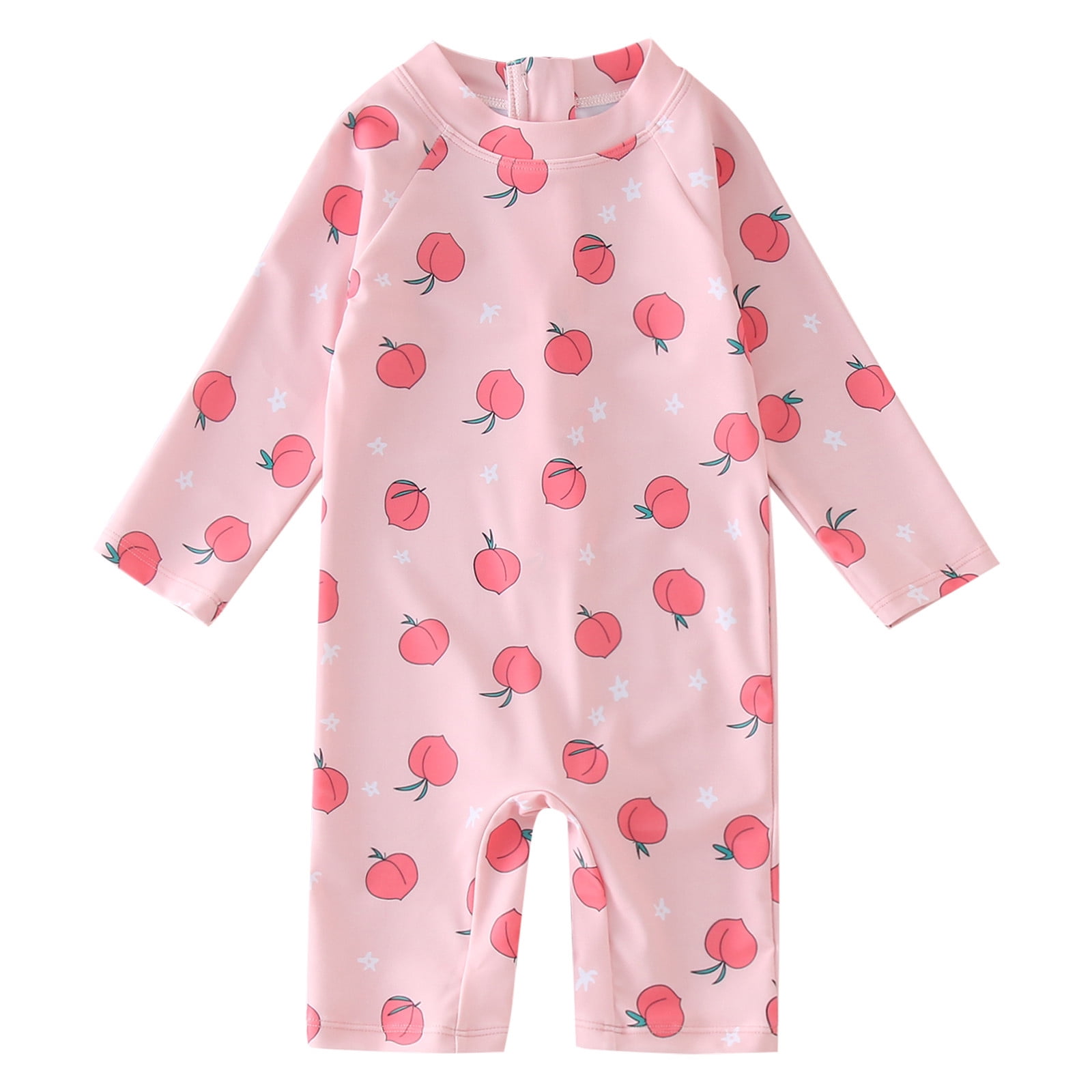 Summer Toddler Boys Girls Long Sleeve Cartoon Peach Prints Swimwear ...